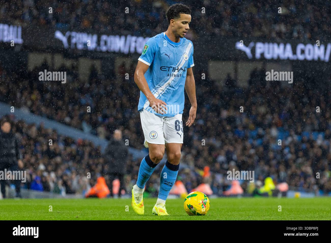 Divine Mukasa #63 of Manchester City F.C. during the Carabao Cup ...