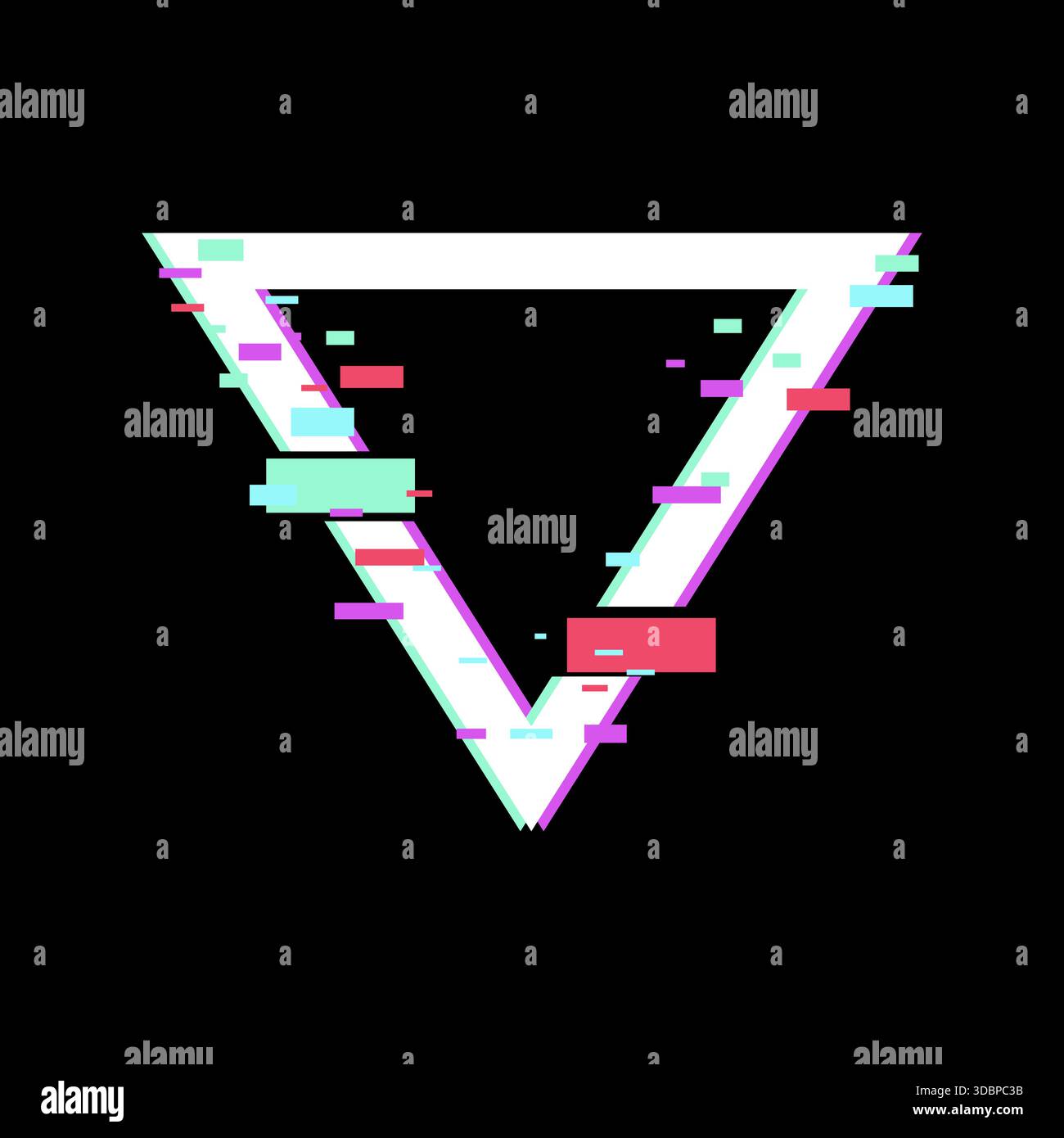 Glitch art inverted triangle shape digital distortion Stock Vector ...