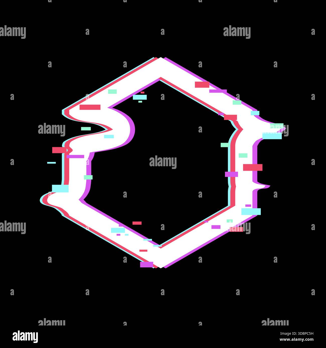 Abstract corrupted digital data frame experiencing glitch effect Stock ...