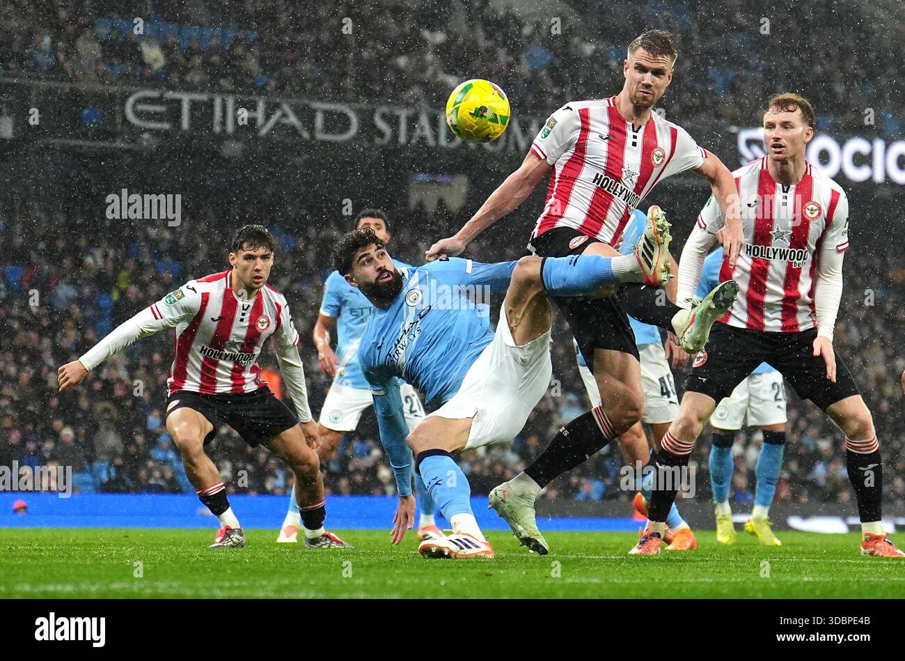 Manchester City's Josko Gvardiol and Brentford's Kristoffer Ajer battle ...