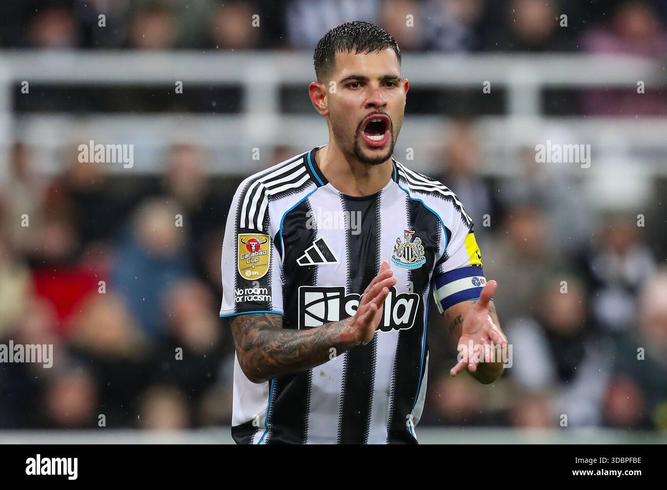 Bruno Guimarães Of Newcastle United gestures during the Newcastle ...