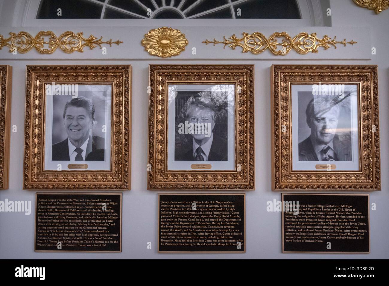 Portraits of former Presidents Ronald Reagan, Jimmy Carter, and Gerald ...