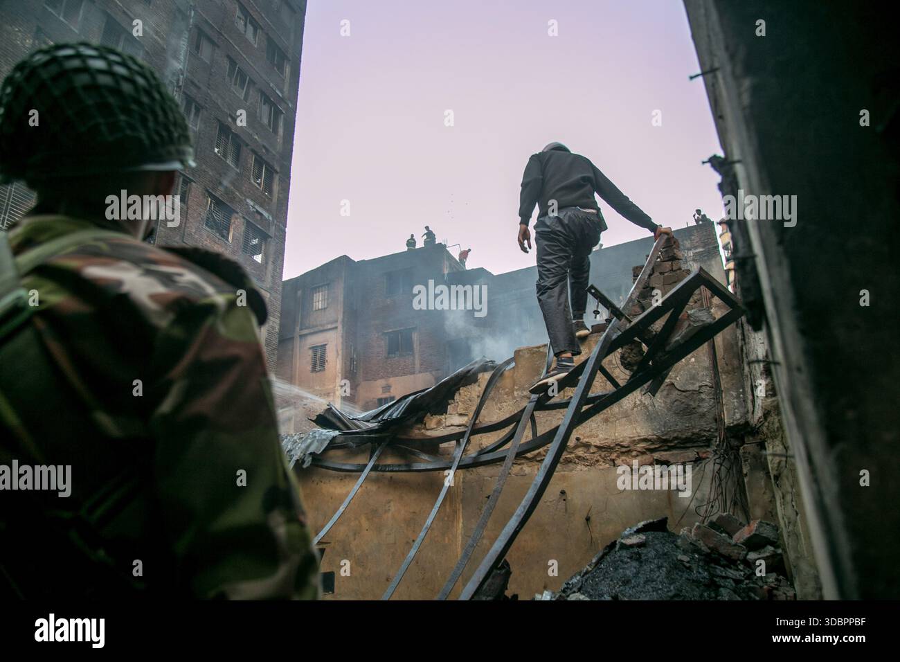 December 17, 2025, Dhaka, Dhaka, Bangladesh: A fire has broken out at a plastic factory in ...