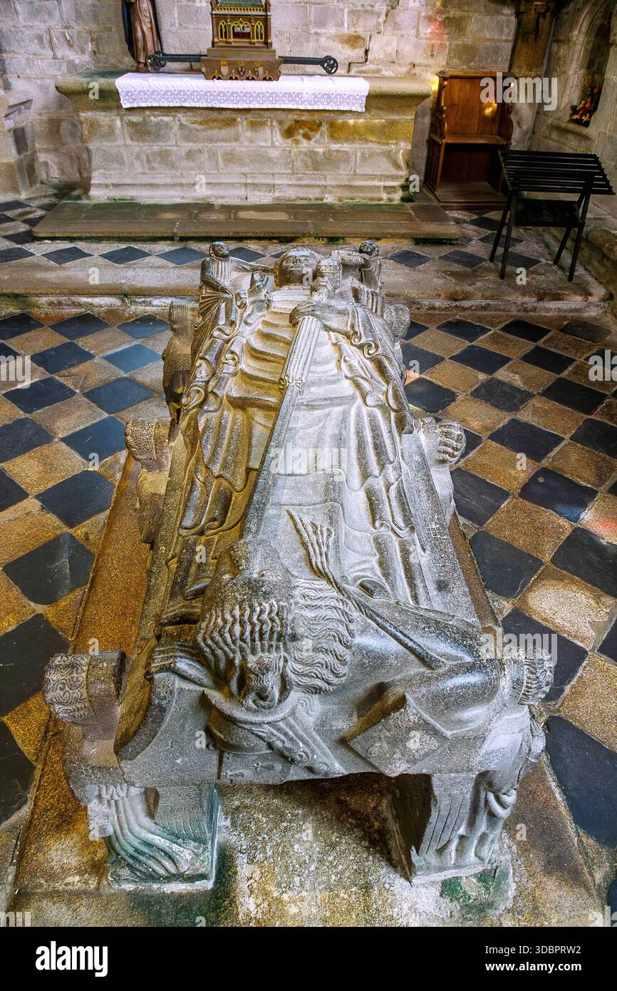 Tomb of St. Ronan in the interior of the church of St-Ronan in Locronan ...
