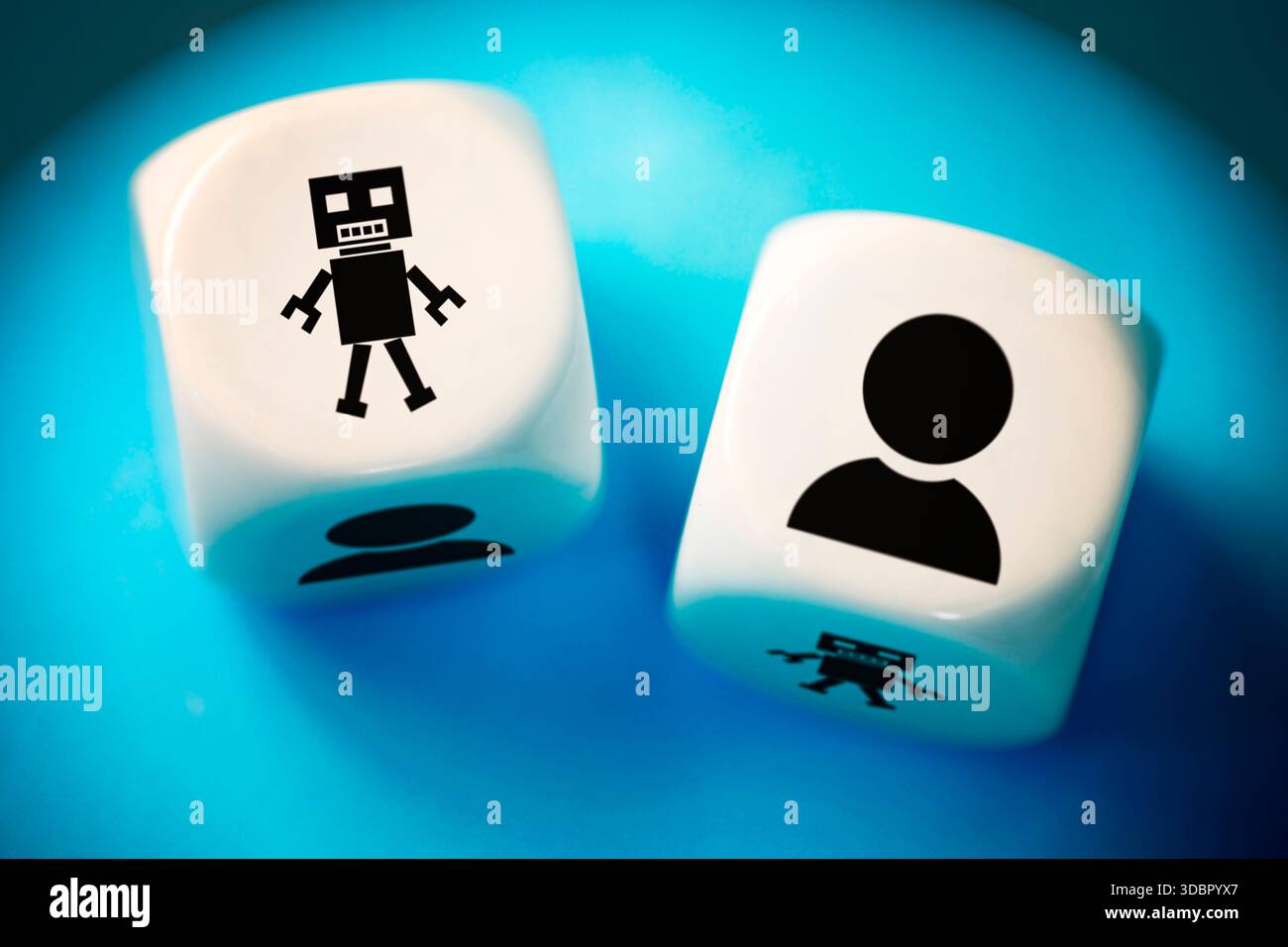 Two cubes with symbols of humans and ai hi-res stock photography and ...
