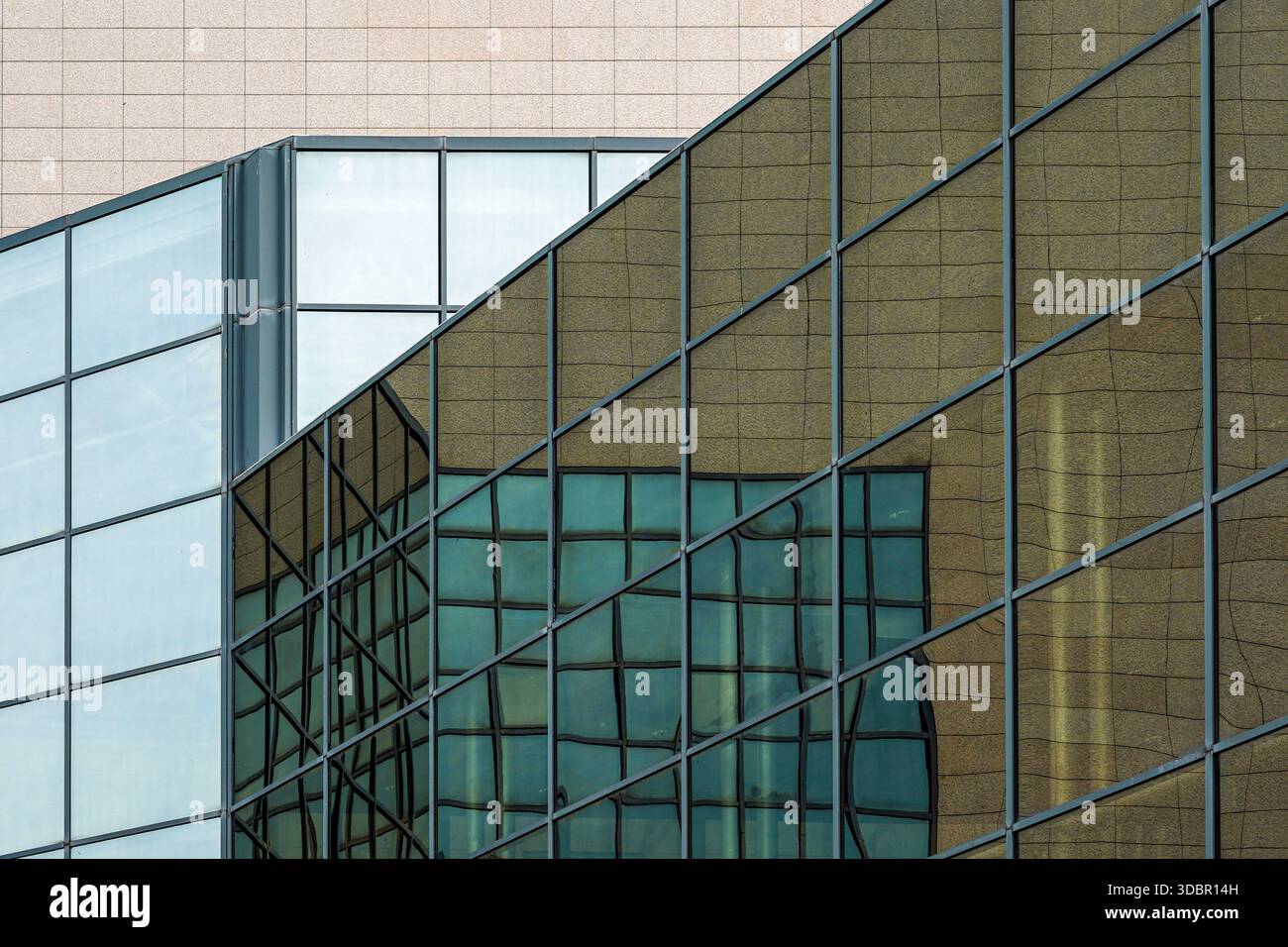 Modern glass facade of the National and University Library in Zagreb ...