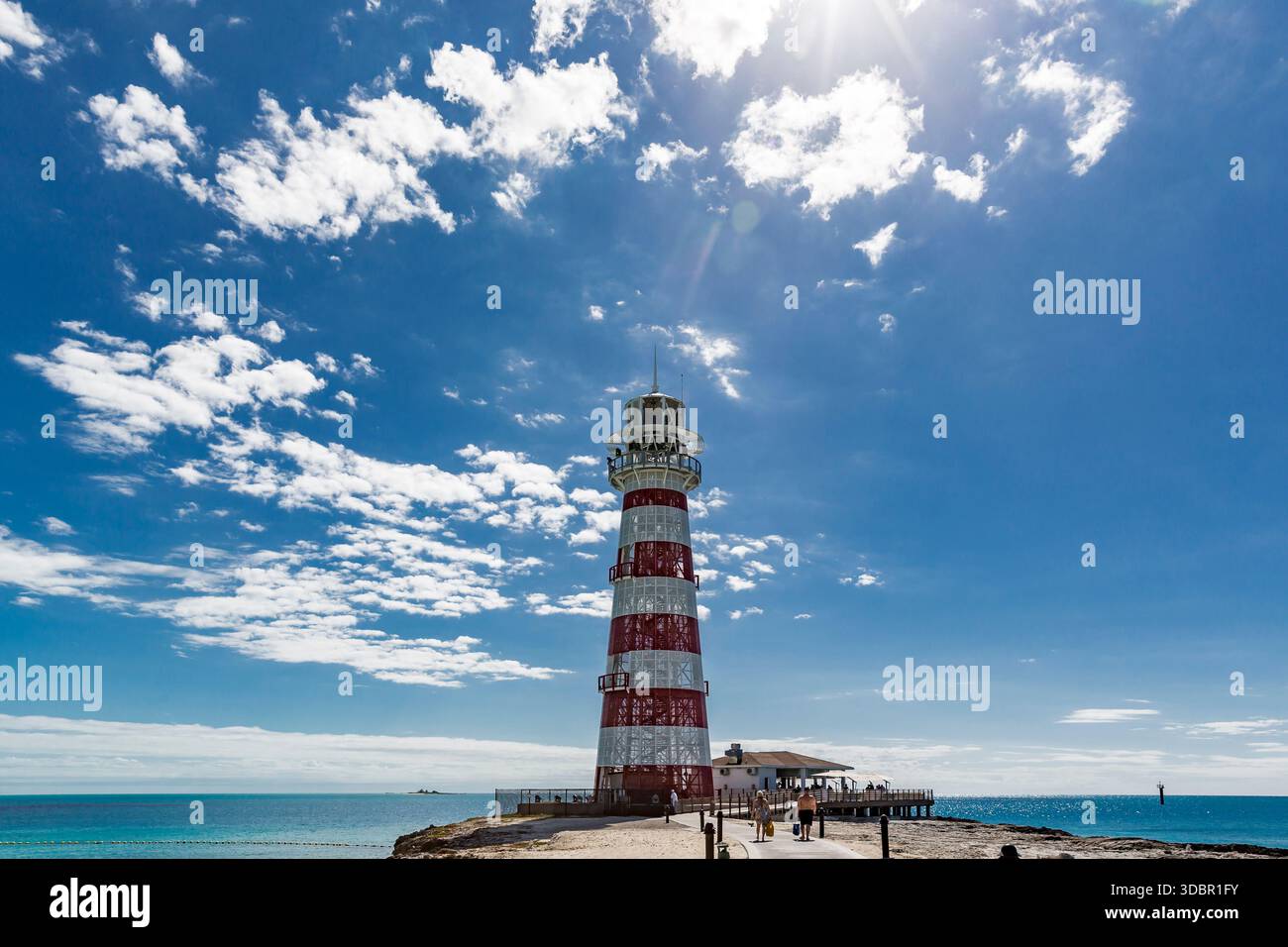 Lighthouse, Lighthouse, private island Ocean Cay of the cruise line MSC ...