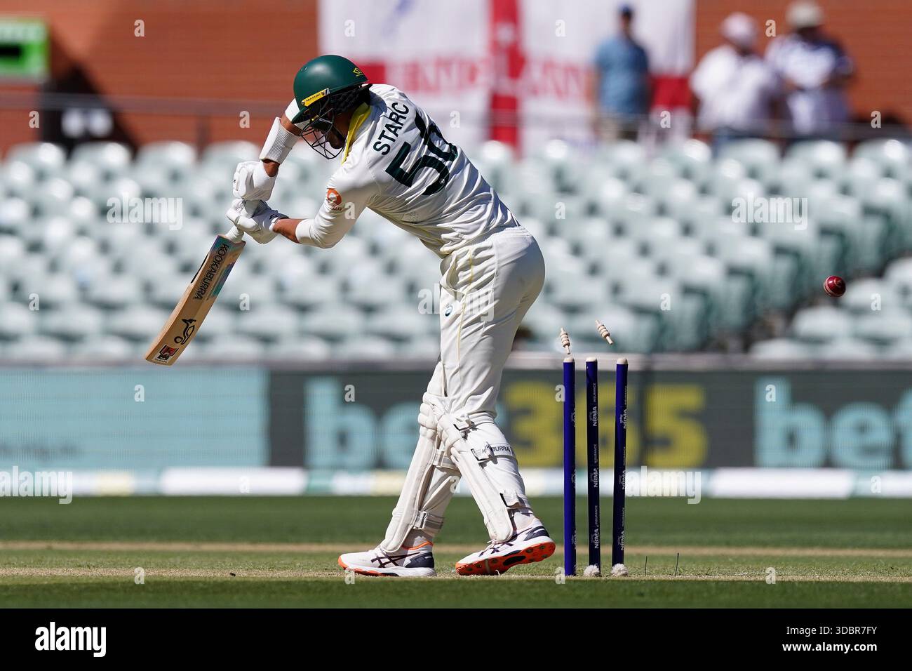 Australia's Mitchell Starc is bowled England’s Jofra Archer (not ...