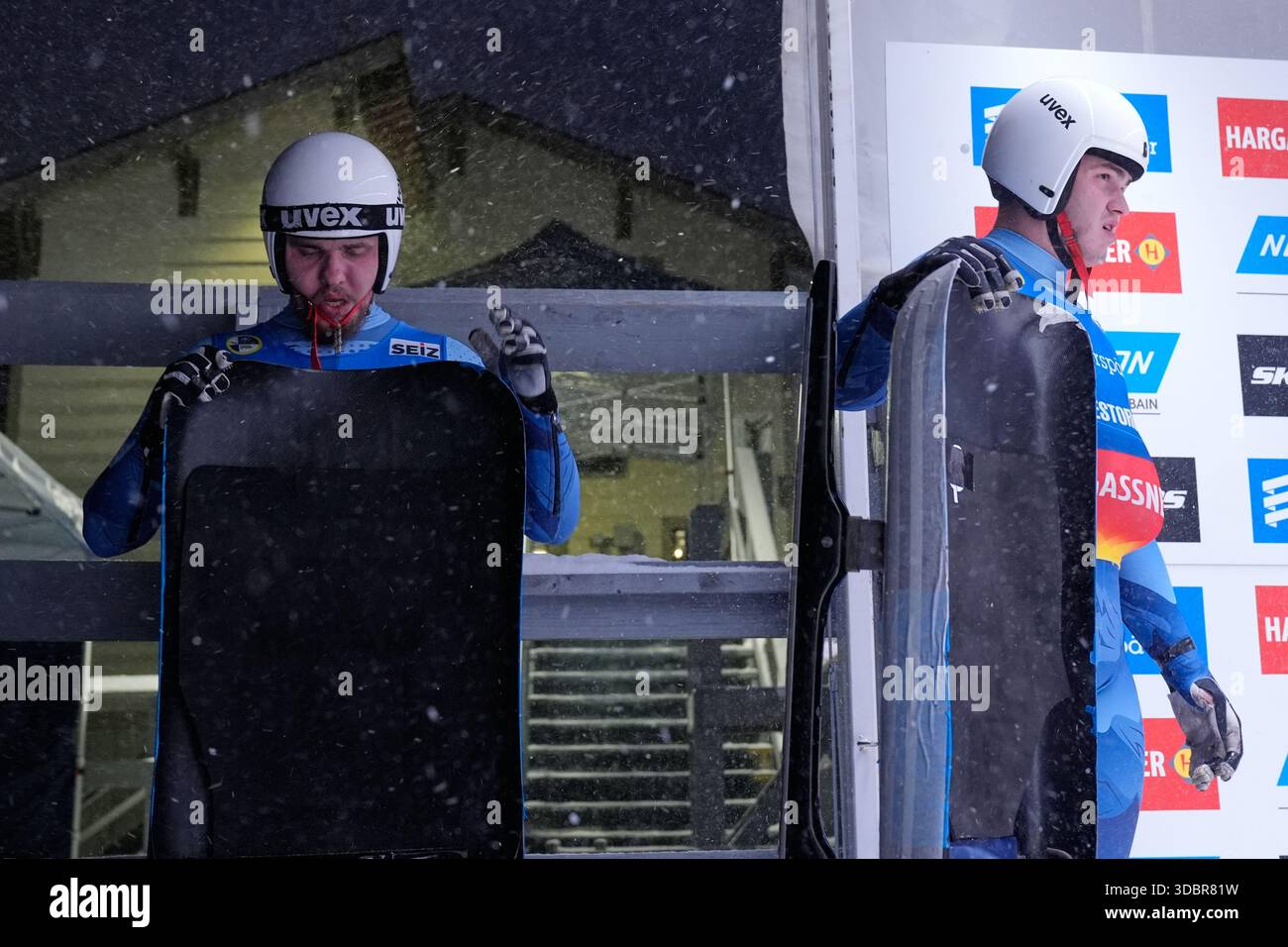 Russian luge athletes Matvei Perestoronin, right, and Pavel Repilov get ...
