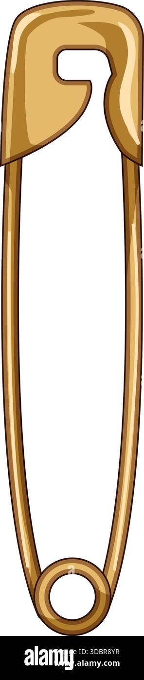 Golden safety pin standing vertically on white background Stock Vector ...