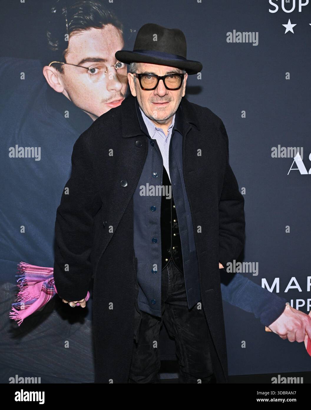 Elvis Costello attends the premiere of "Marty Supreme" at Regal Times ...