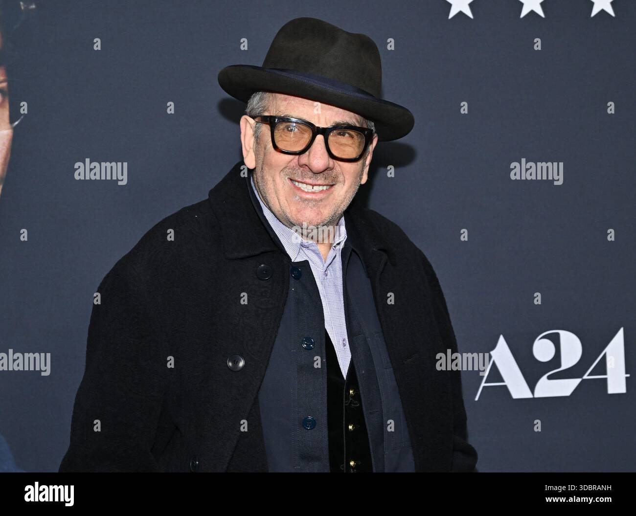 Elvis Costello attends the premiere of "Marty Supreme" at Regal Times ...