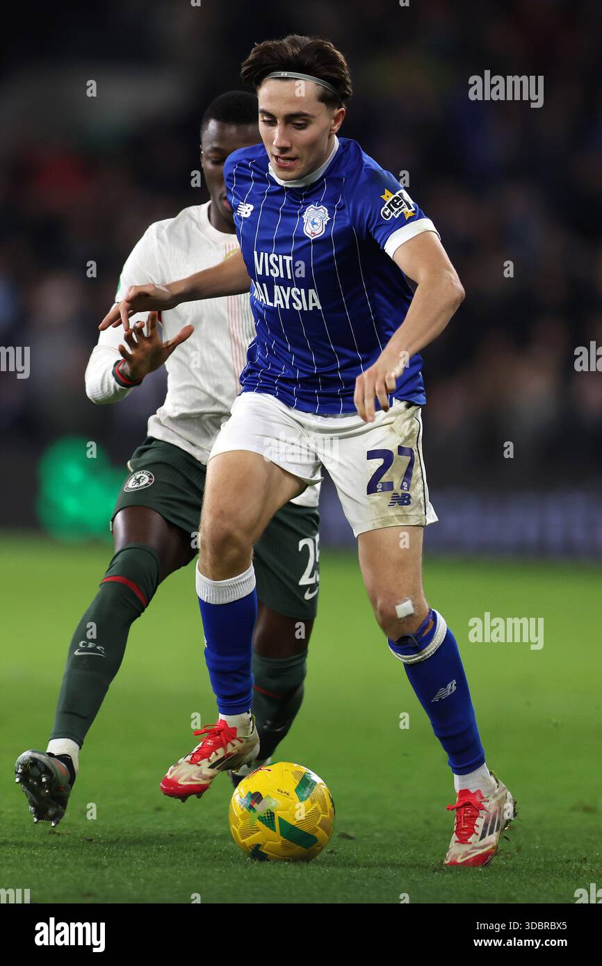 Joel Colwill of Cardiff City in action. Carabao Cup quarter final ...