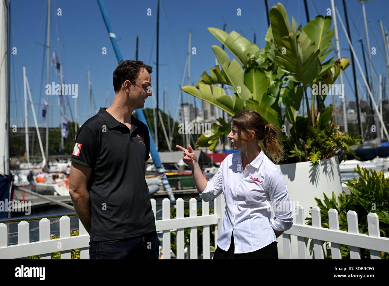 Sydney Hobart yacht race navigators (rt-lt) Alice Tarnawski (Palm Beach XI) and Chris Wilde (SHK ...