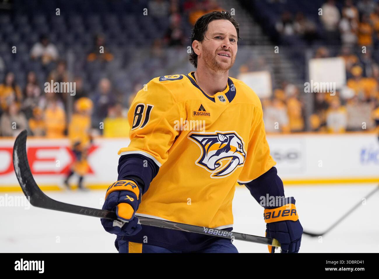 Nashville Predators center Jonathan Marchessault (81) warms up before ...