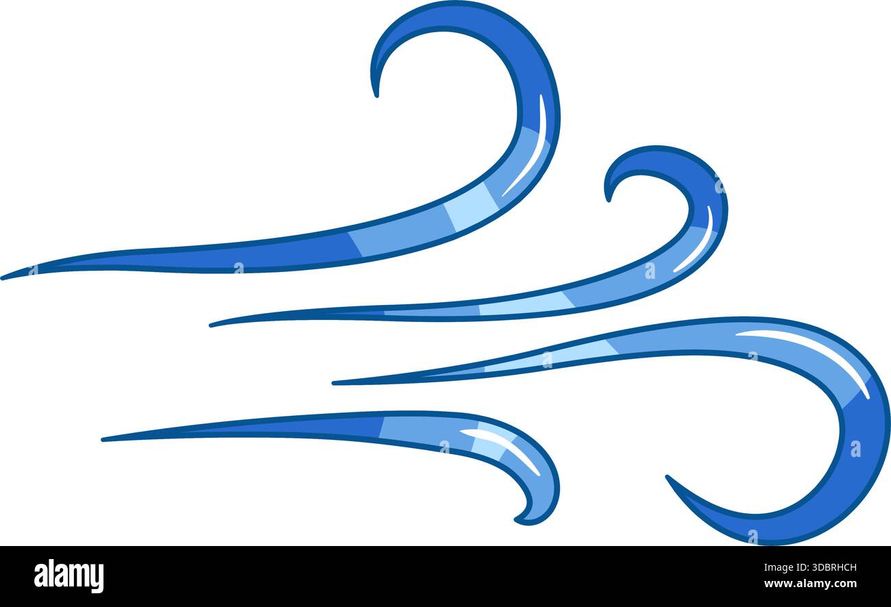 Wind gusts blowing blue air current weather symbol icon Stock Vector ...