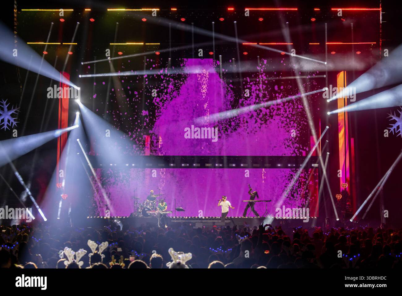 Chris Berry, Ryan Met, Jack Met and Arnetta Johnson of AJR during the iHeartRadio HOT 99.5's ...