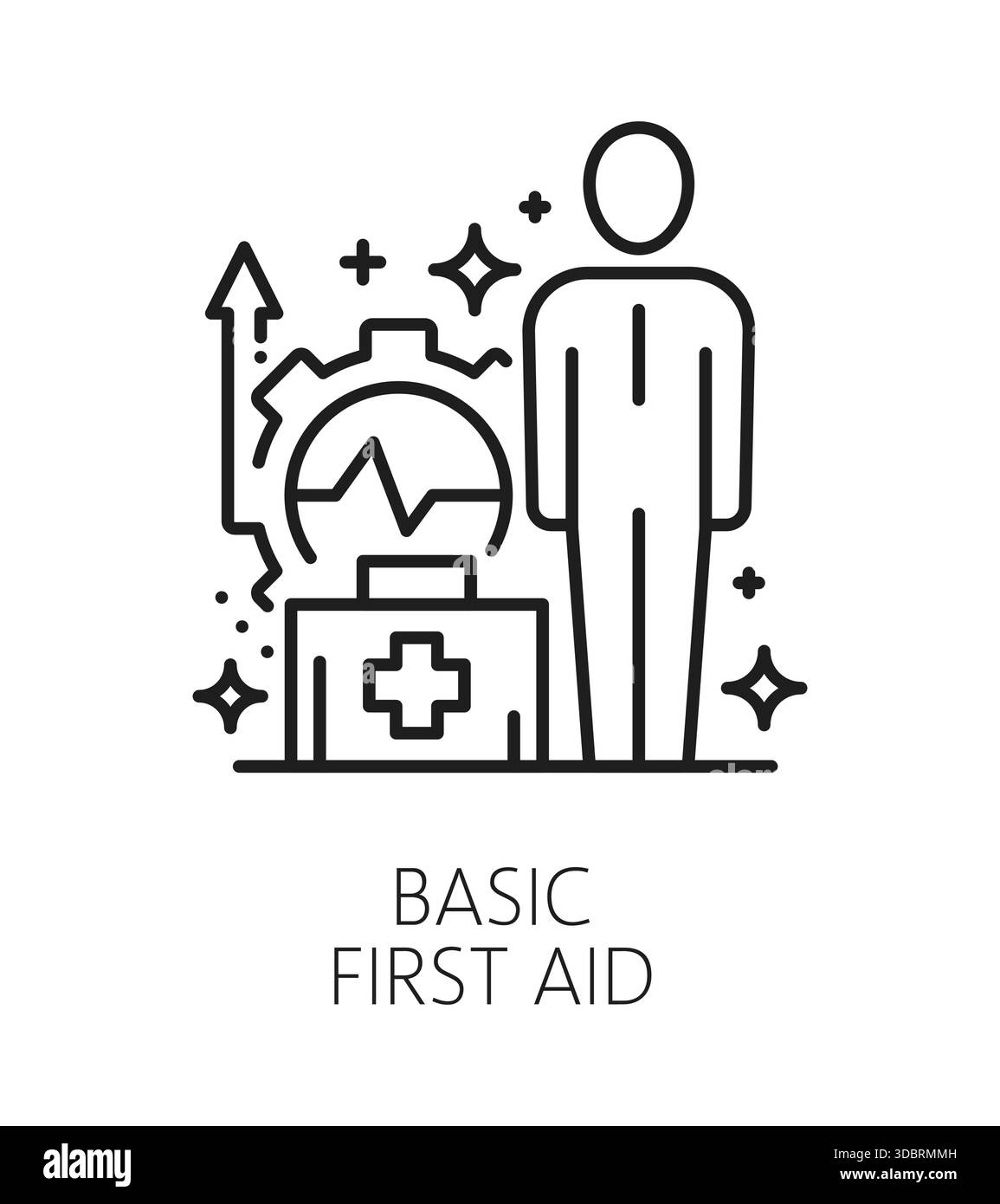 Basic first aid life skills line icon or emblem. Personality potential ...