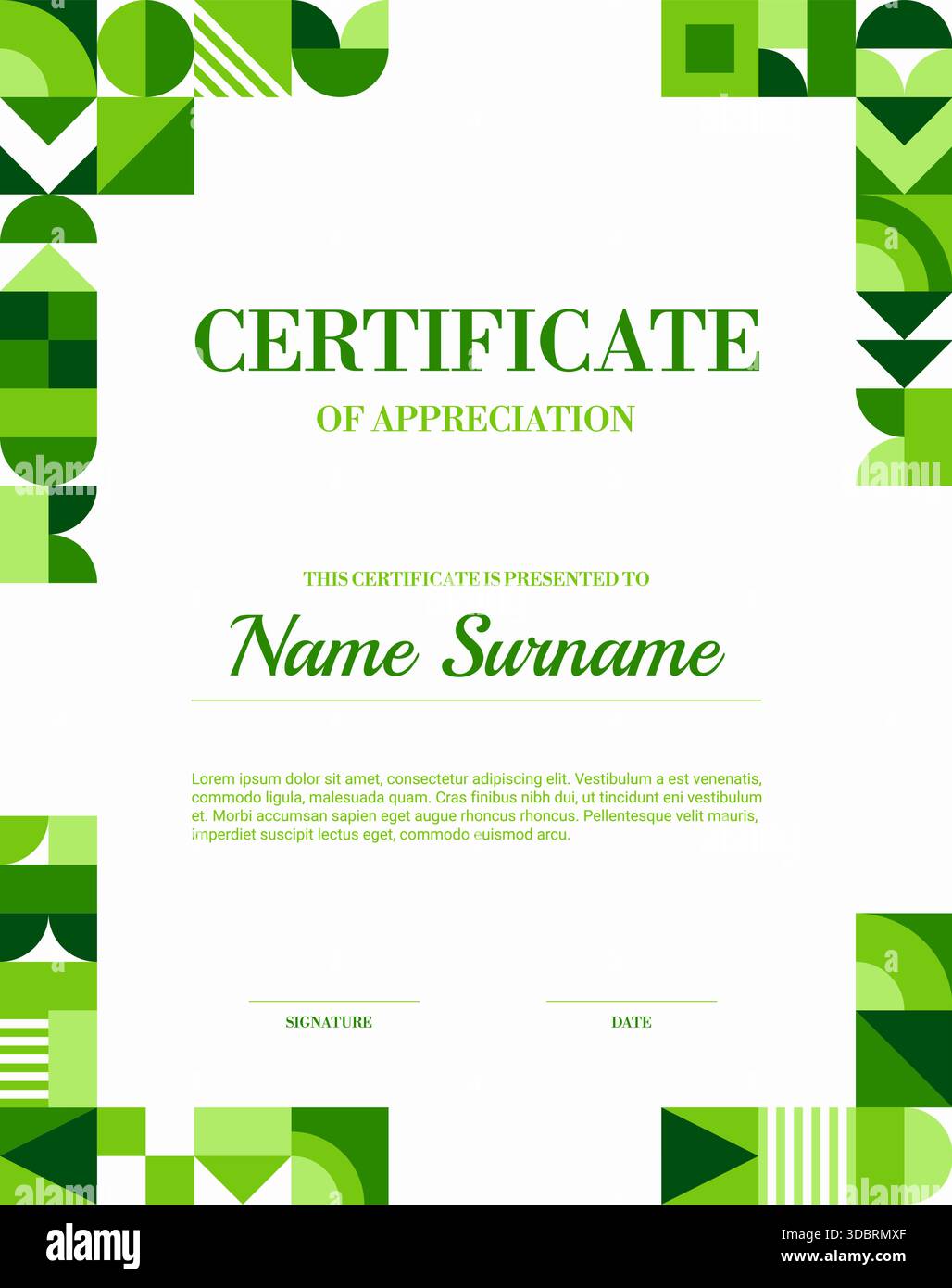 Diploma certificate of appreciation with geometric Bauhaus pattern ...