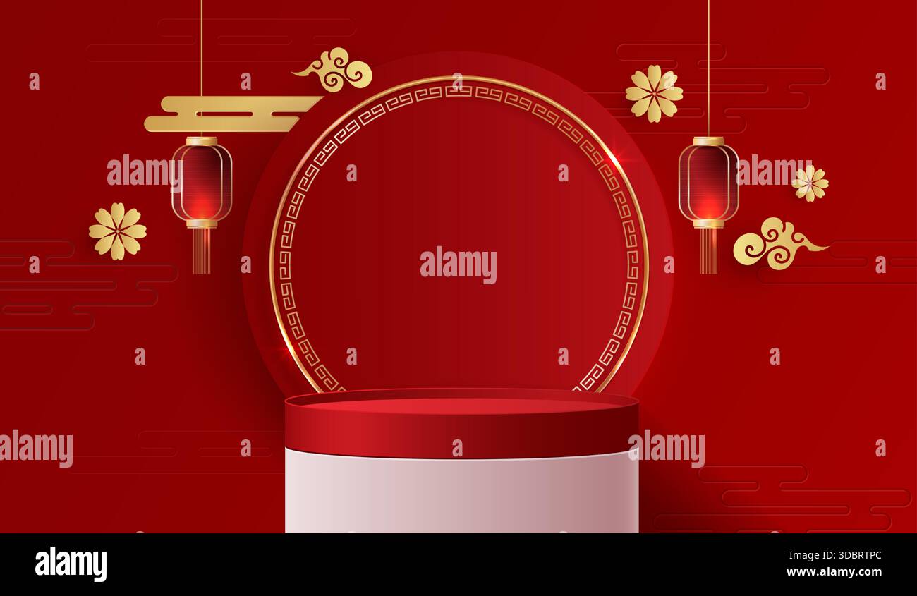 Chinese new year background podium Stock Vector Images - Alamy