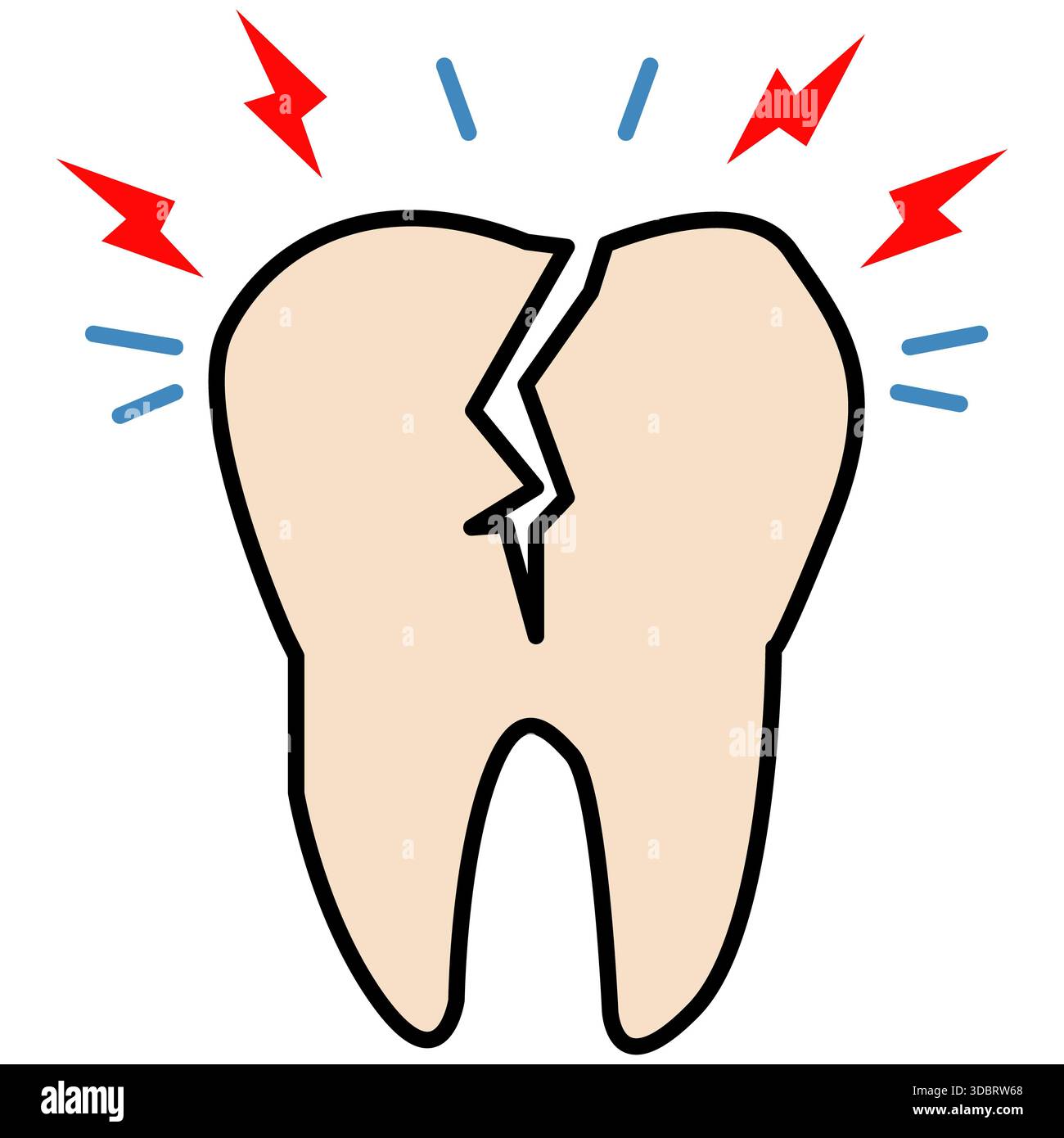 Cracked tooth icon. Healthy tooth sign. flat style Stock Photo - Alamy