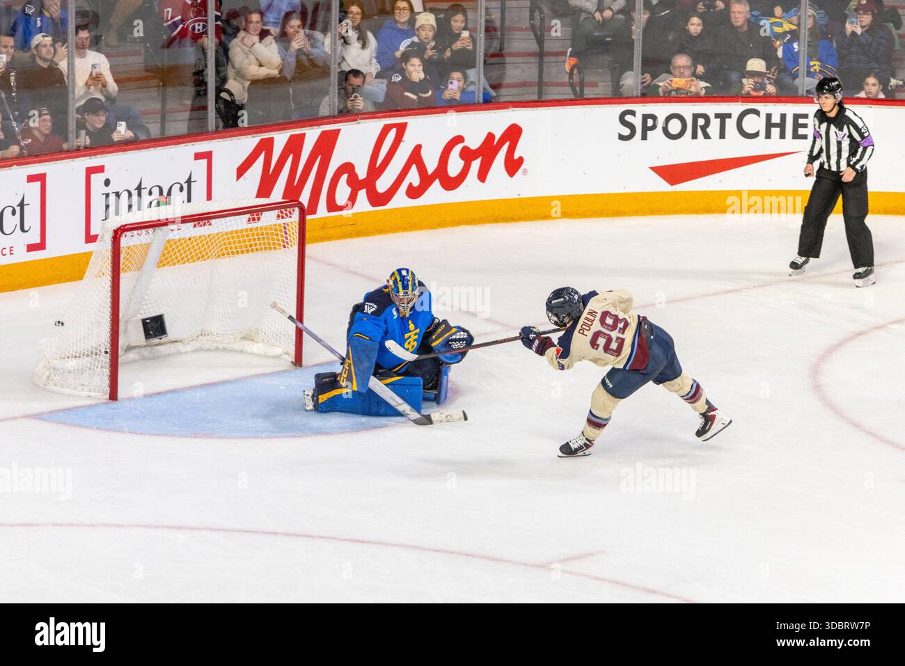 Montreal Victoire's Marie-Philip Poulin (29) scores on Toronto Sceptres ...