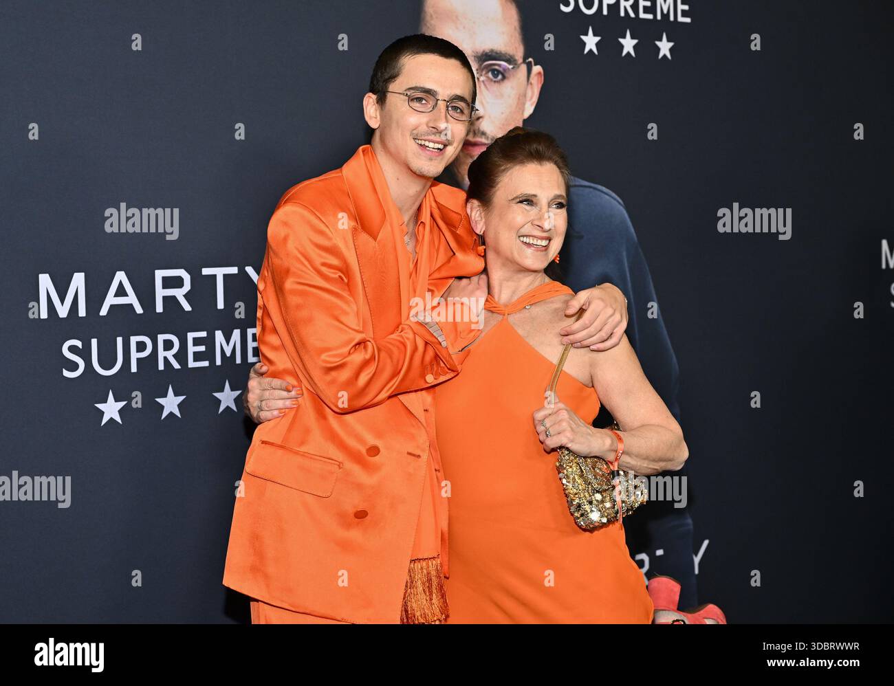 Timothée Chalamet, left, and mother Nicole Flender attend the premiere ...