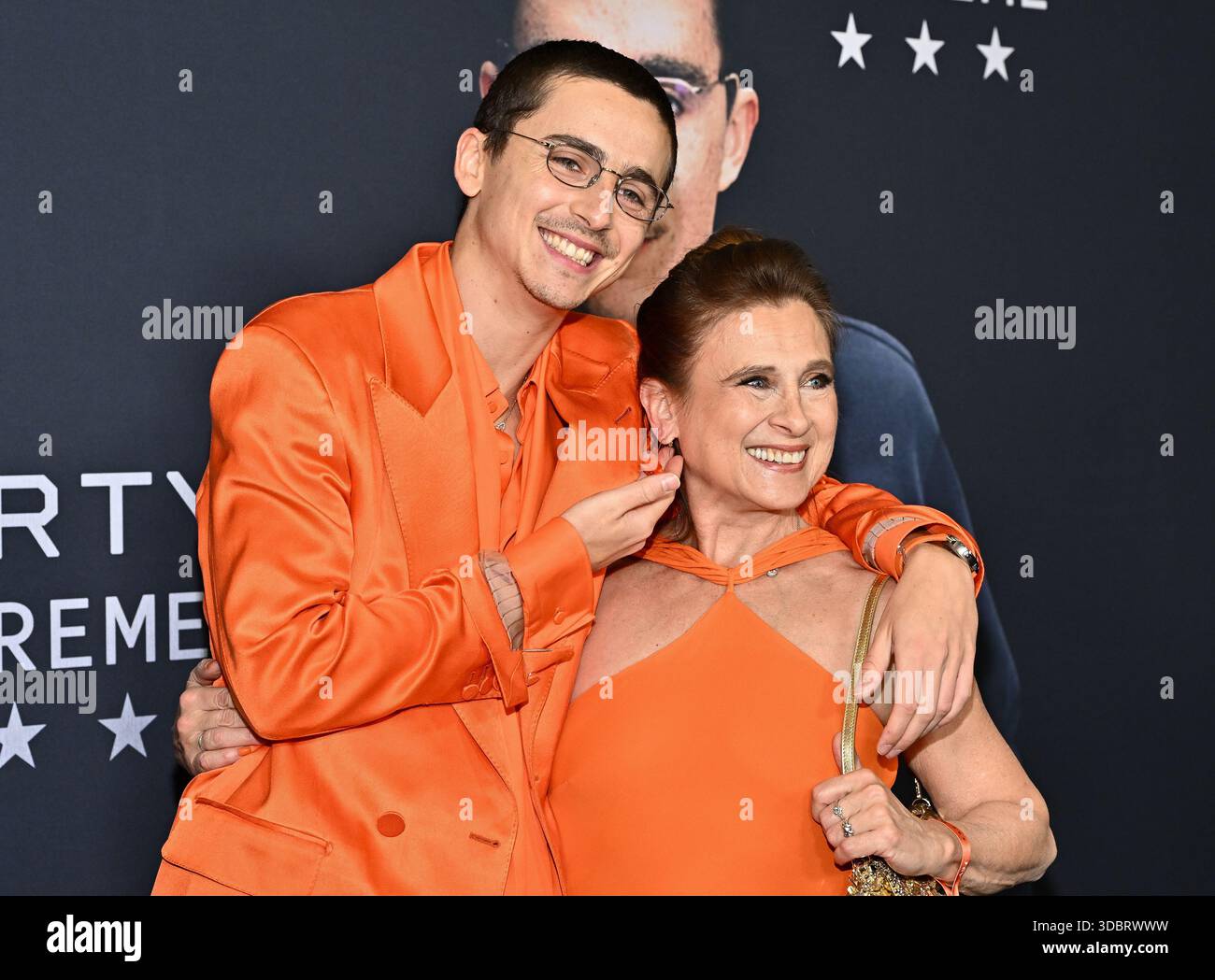 Timothée Chalamet, left, and mother Nicole Flender attend the premiere ...