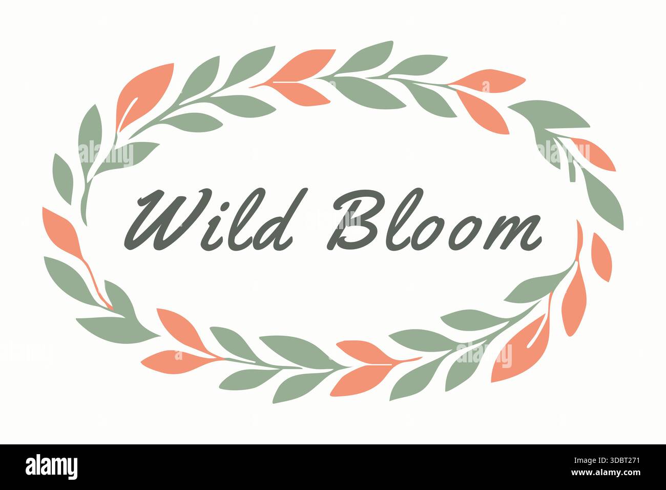 Soft botanical wreath of leaves encircles cursive headline for a gentle ...