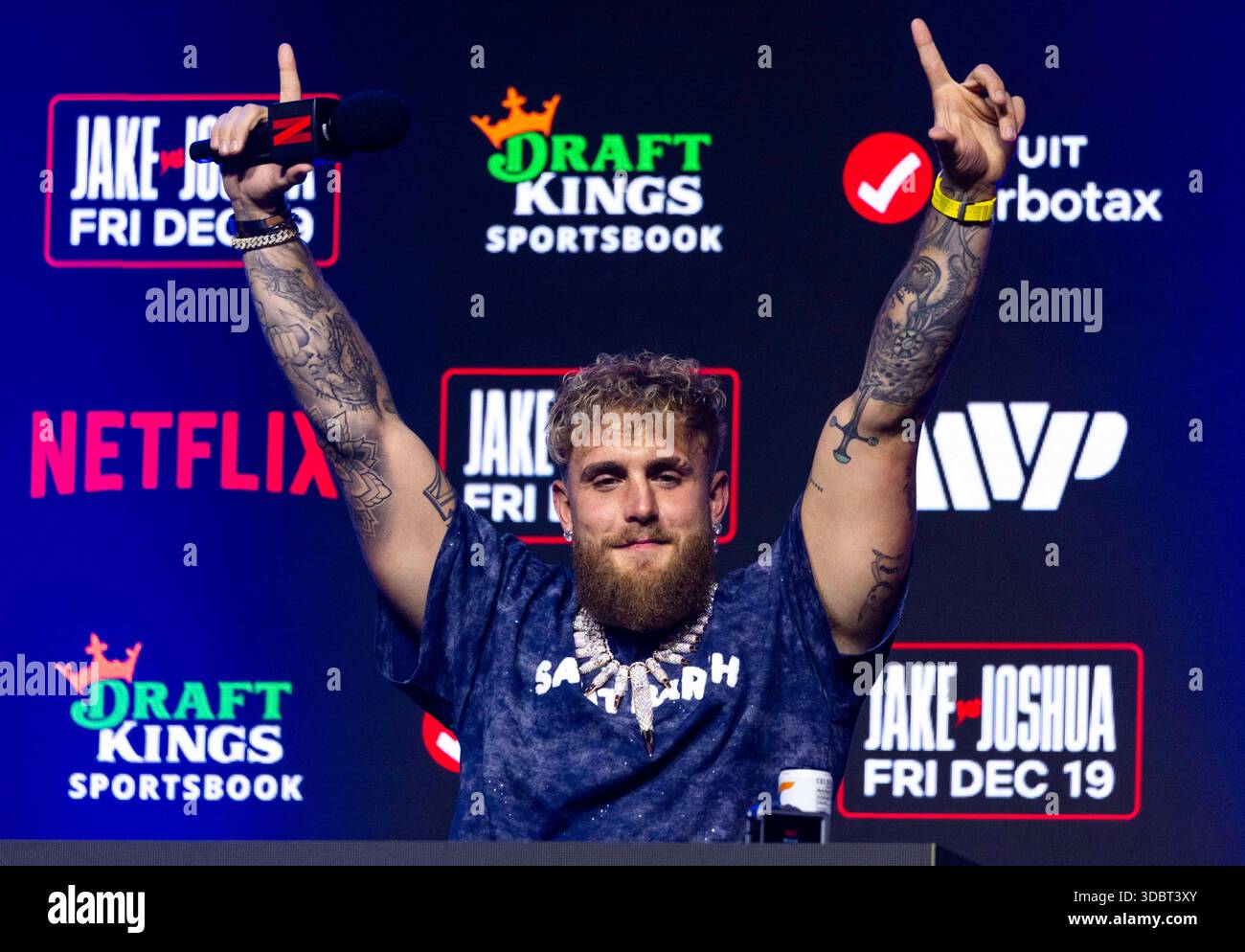 Jake Paul during a press conference at the Fillmore Miami Beach ...
