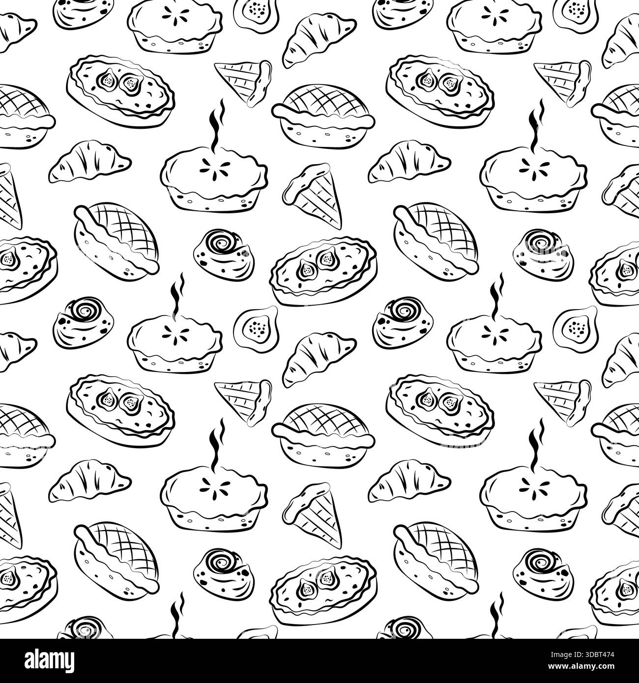 Bread pattern doodle bakery Cut Out Stock Images & Pictures - Alamy