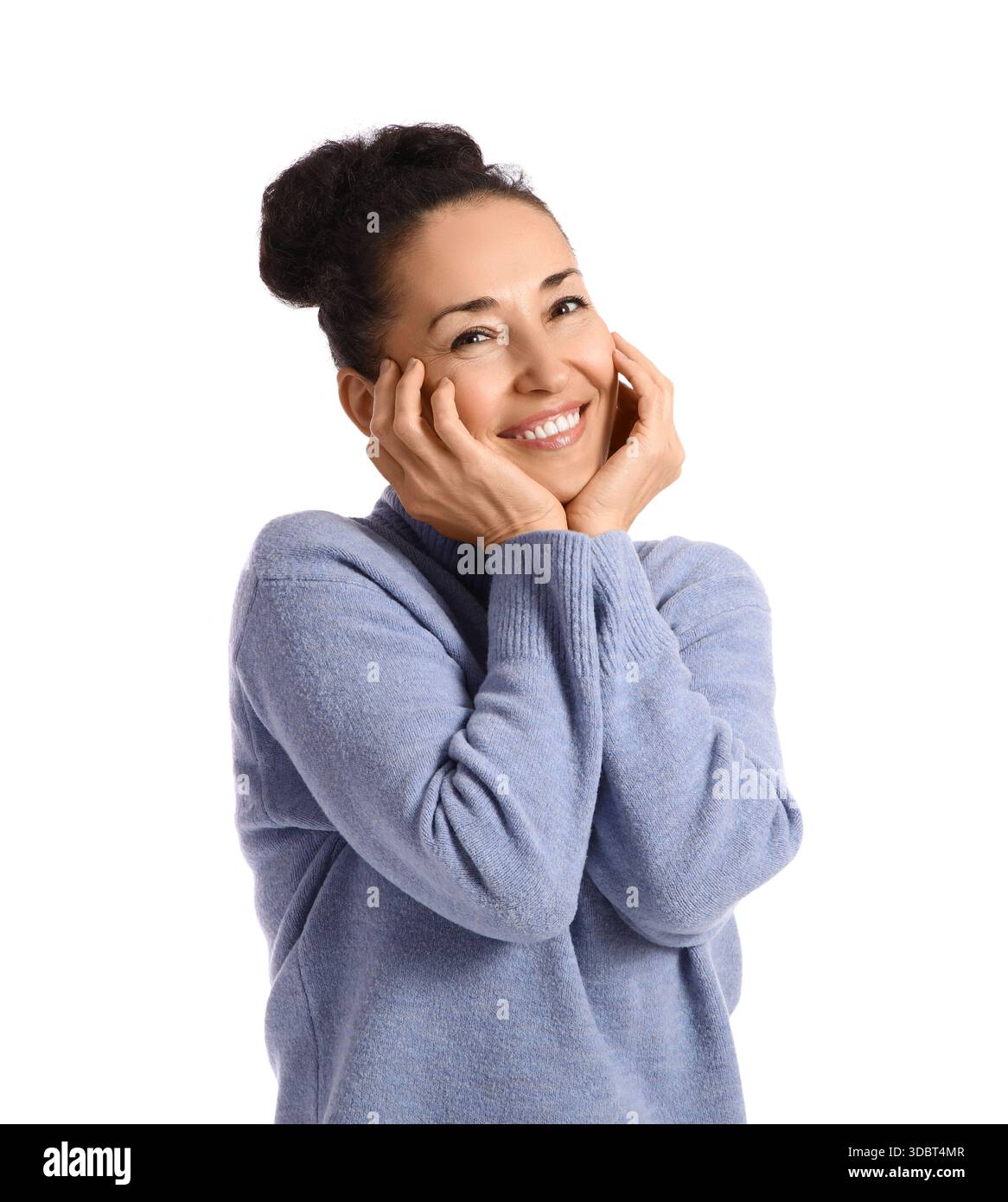 Mature woman hugging herself hi-res stock photography and images - Alamy