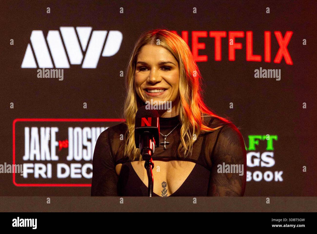 Leila Beaudoin during a press conference at the Fillmore Miami Beach ...