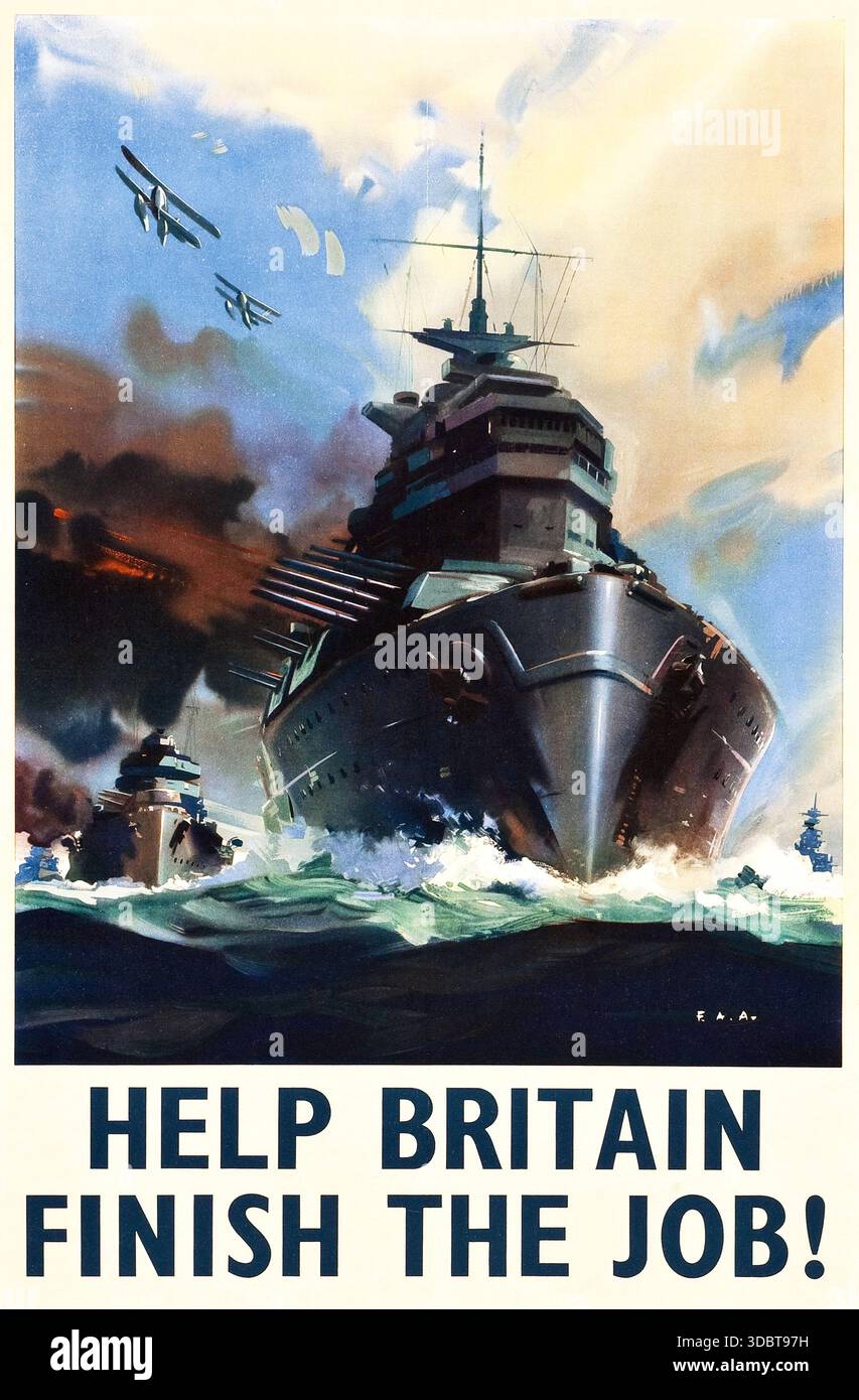World War II Propaganda Poster (1940s). British Naval Poster - "Help ...