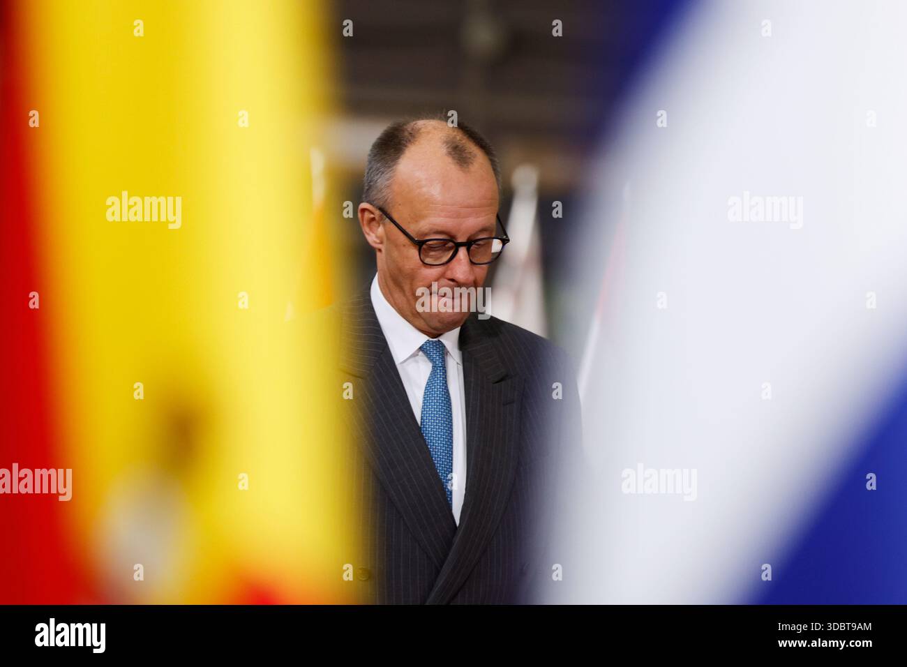 Germany's Chancellor Friedrich Merz arrives for the EU Summit in ...