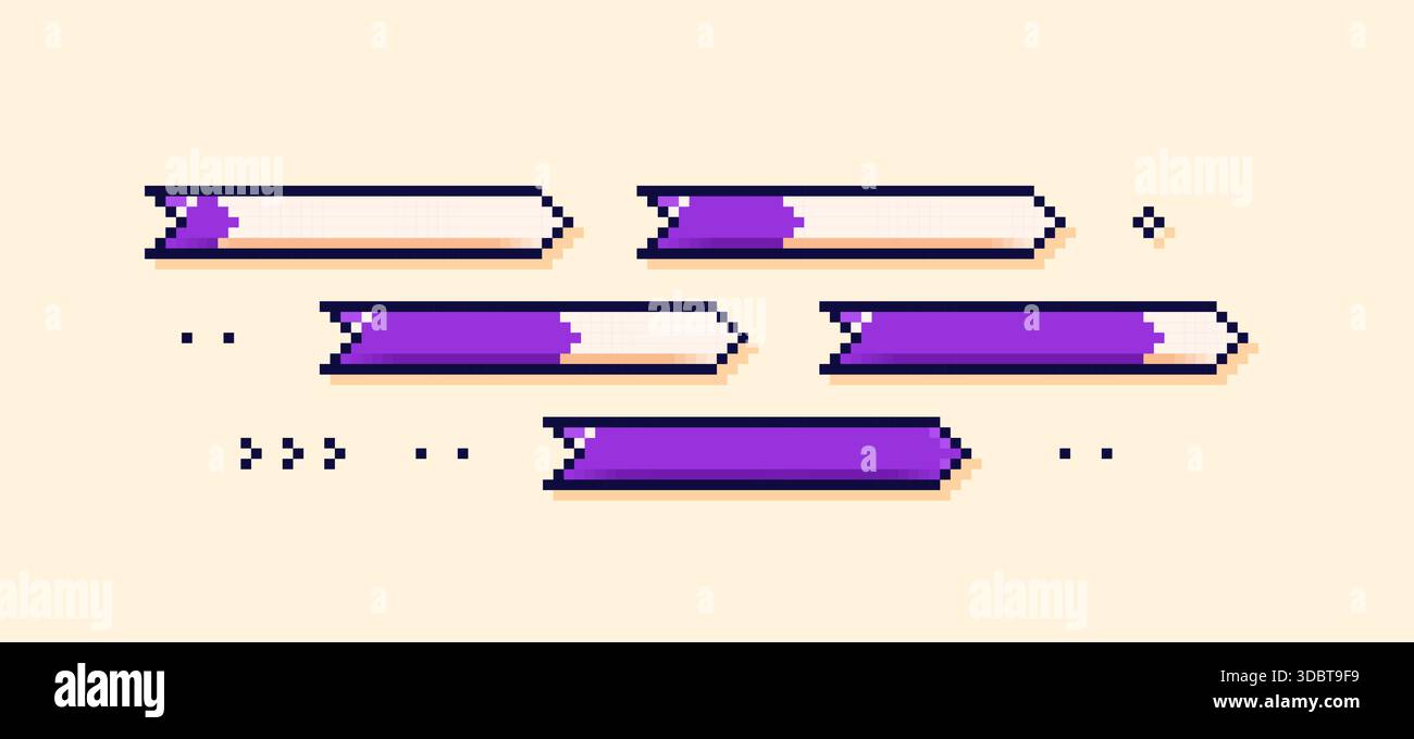 Set of pixel purple arrow-shaped game bars Stock Vector Image & Art - Alamy