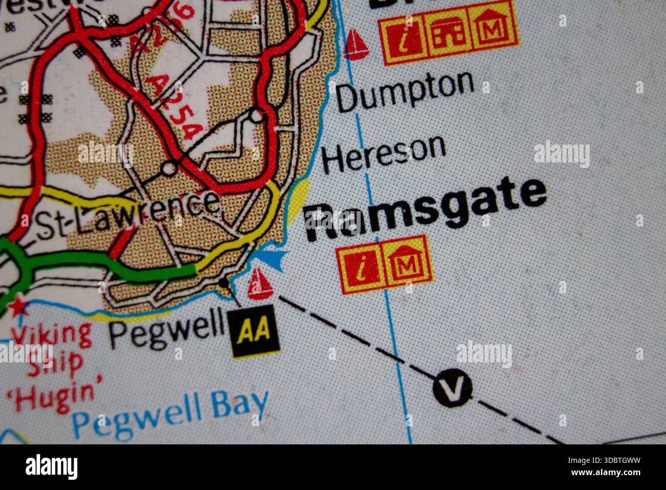 Ramsgate - England, United Kingdom colour atlas map town name of the ...