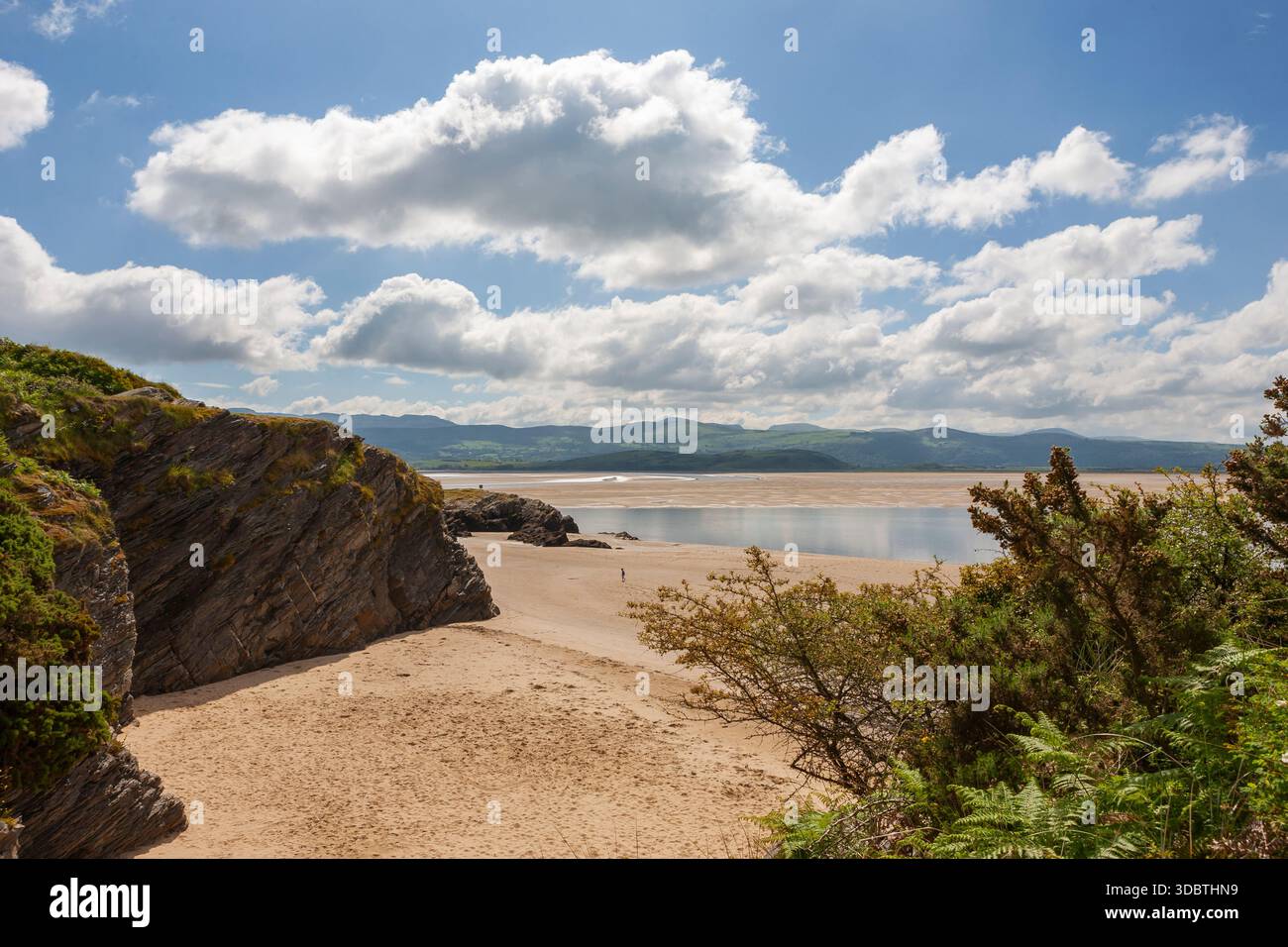 Low tide on the Afon Glaslyn estuary at Borth-y-Gest beach, Porthmadog ...