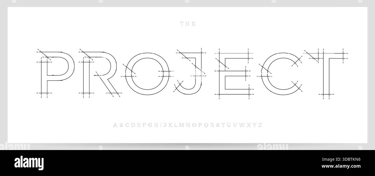 Architecture Project Font Logo Alphabet Vector Blue Print Letters Set ...