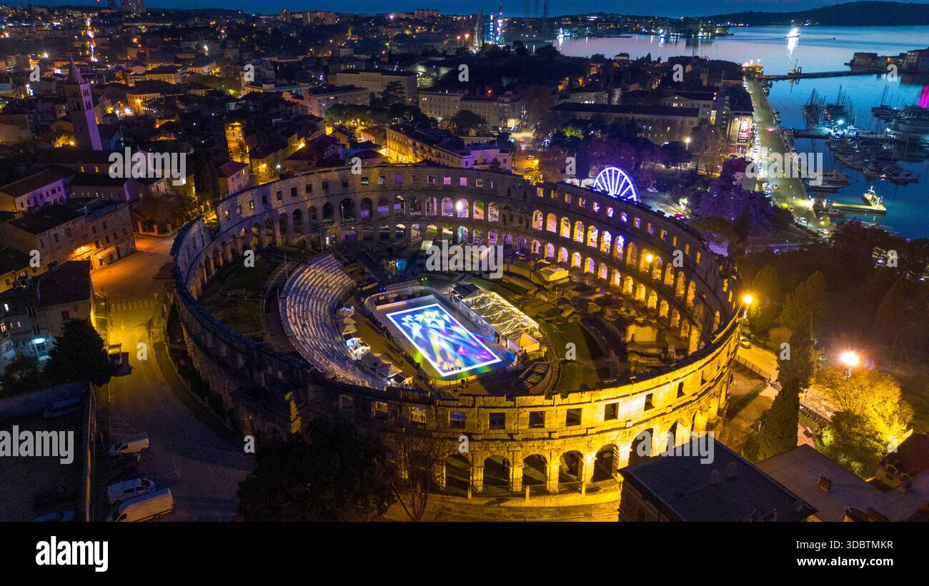 Aerial view of Arena and the ice rink ahead of the opening ceremony of ...