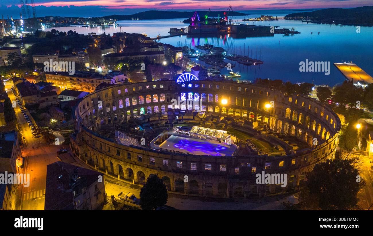 Aerial view of Arena and the ice rink ahead of the opening ceremony of ...