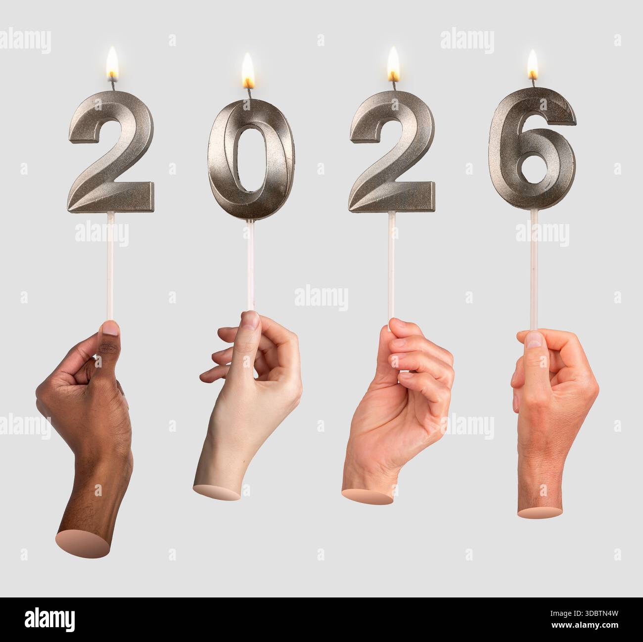 Hands lifting 2026 candle numbers, representing festive spirit ...