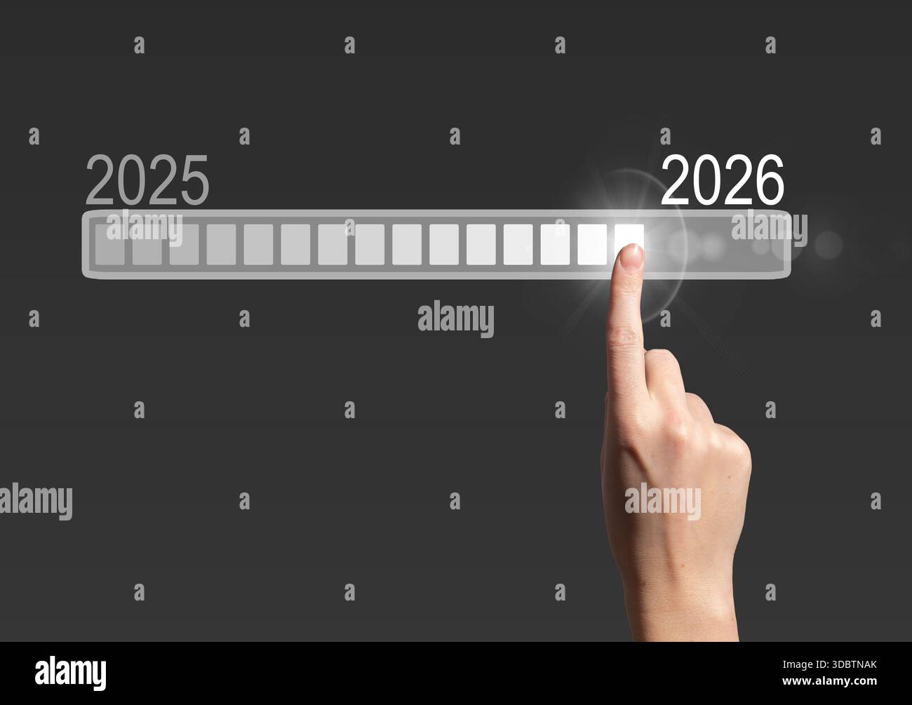 Loading bar progress. Female hand touching digital screen, symbol of ...