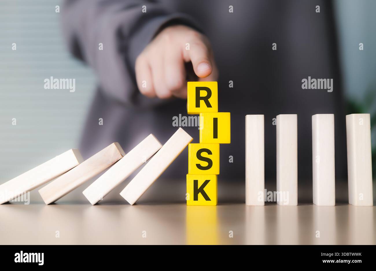 Risk management and prevention concept. Person stopping falling ...