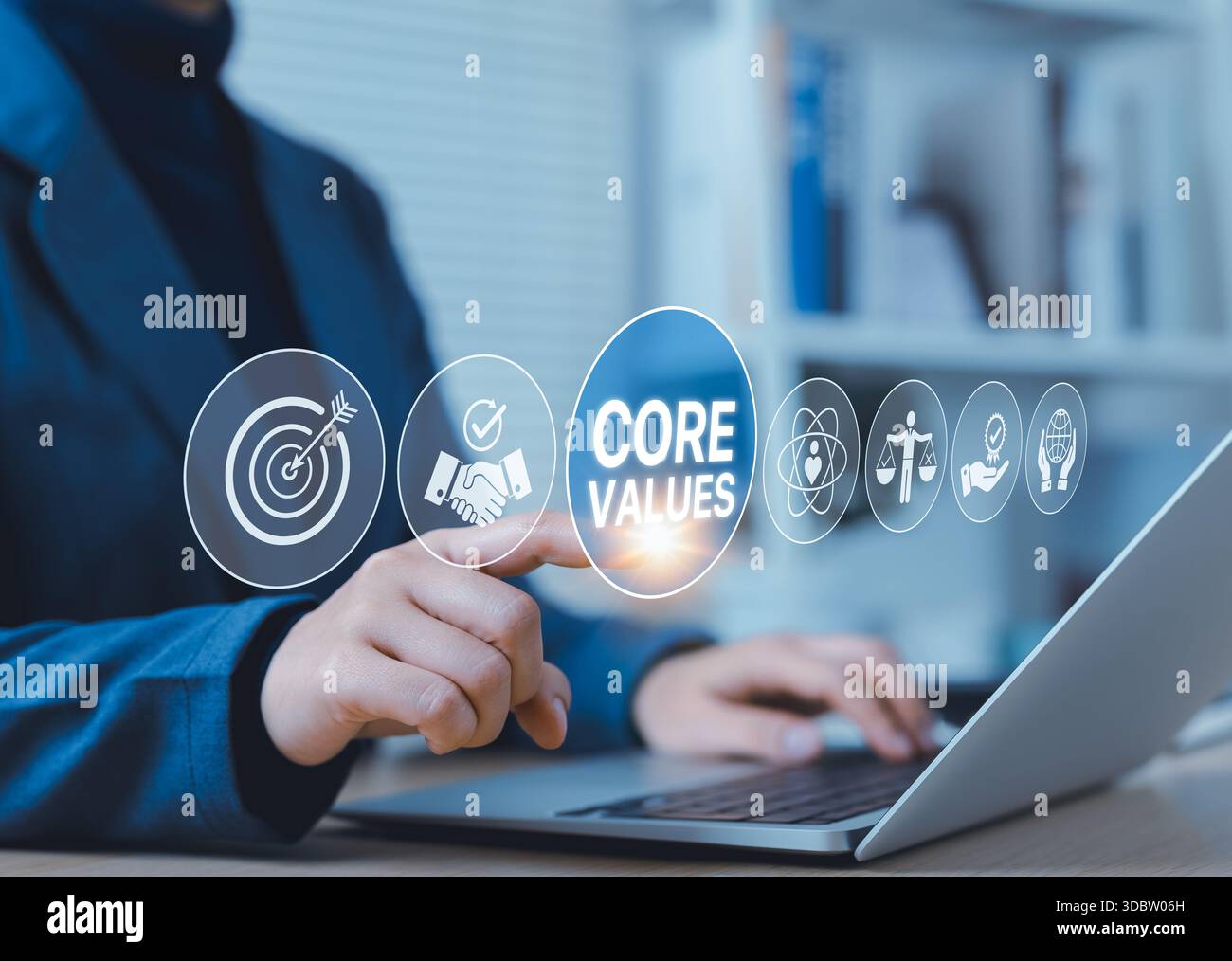 Core Values and Business Ethics Concept. A business professional ...