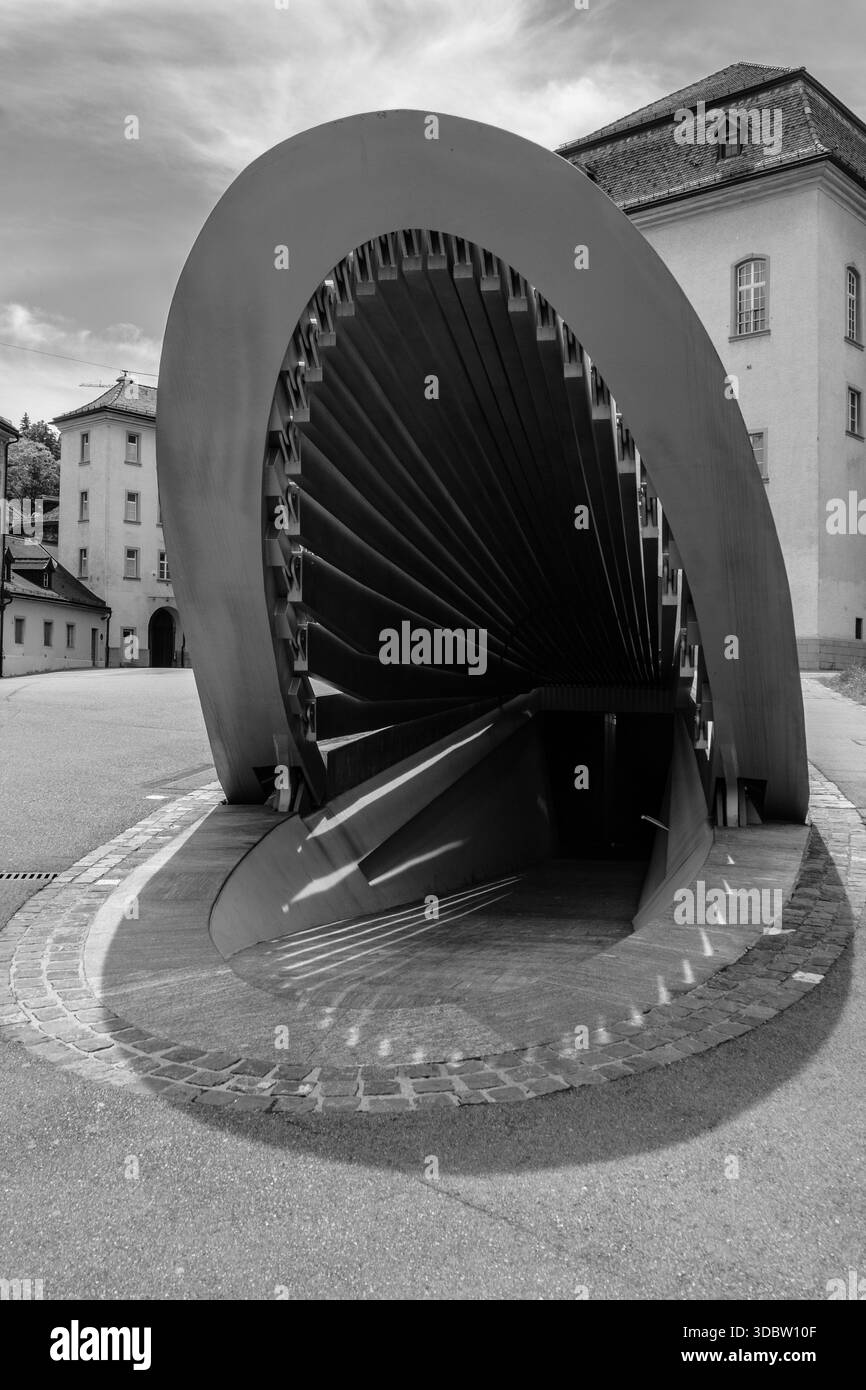Sculptural curved canopy leading to an underground entrance in Konstanz ...