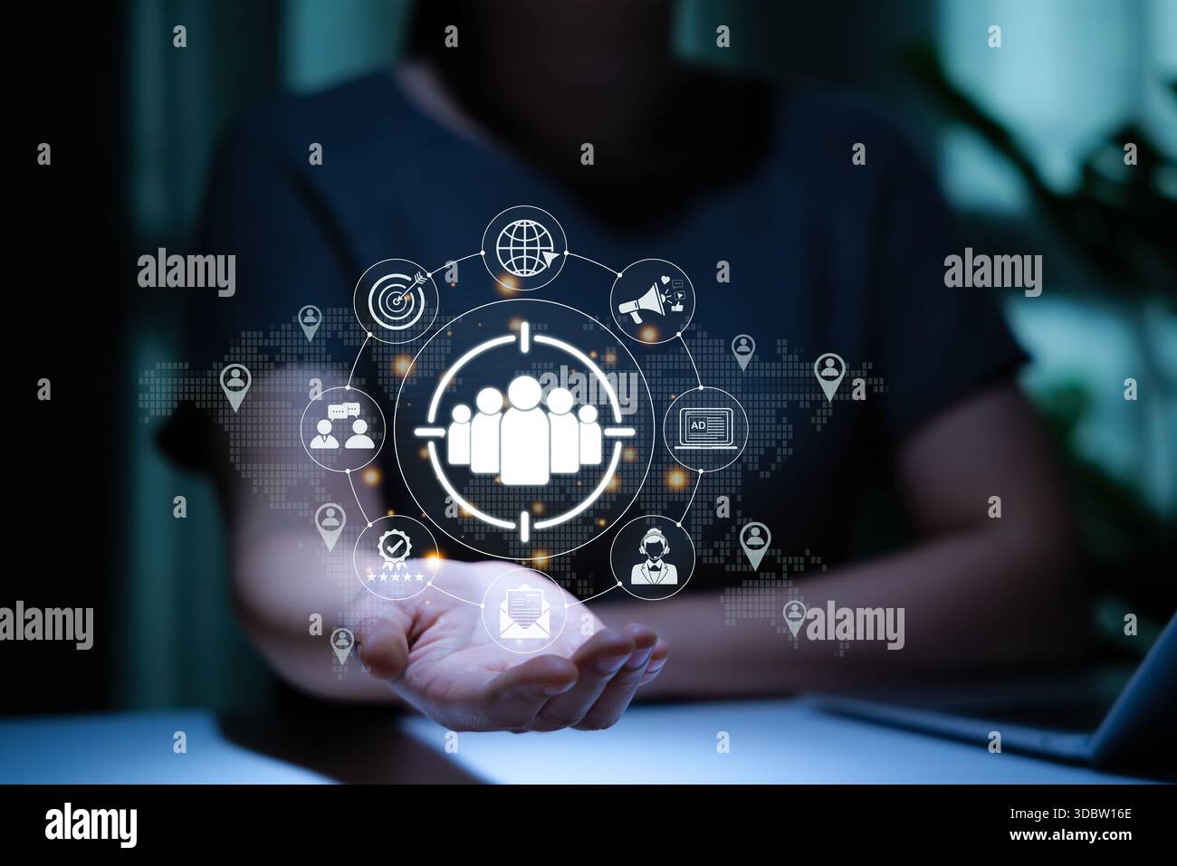 Digital Marketing and Target Audience Concept. Person holding marketing ...