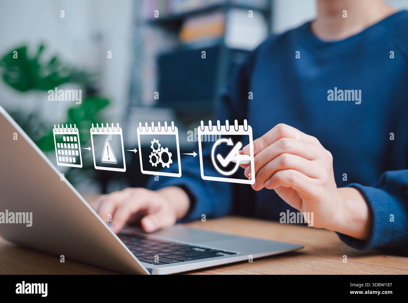 Business process planning and task management timeline. Person working ...