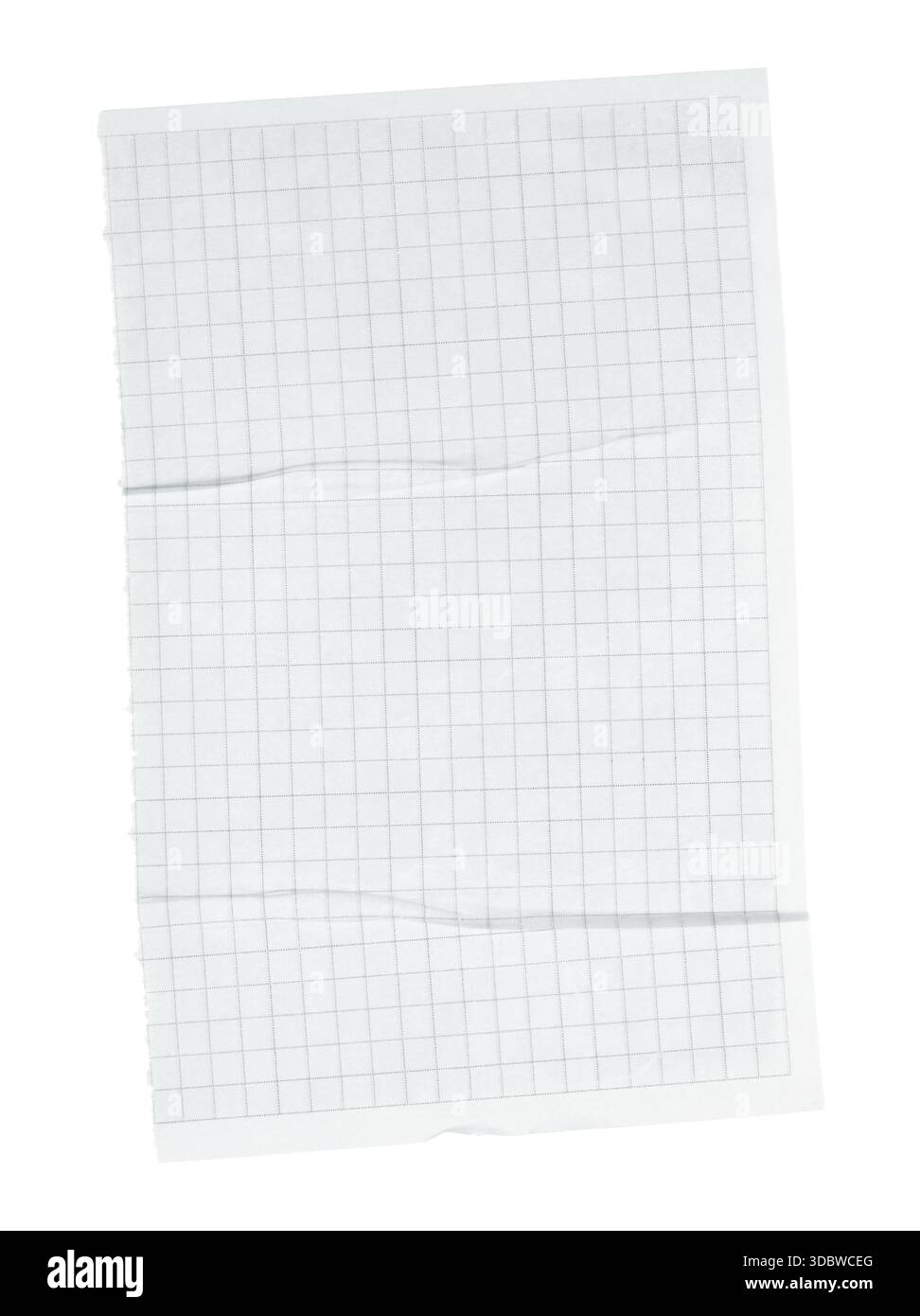 Crumpled squared notebook sheet isolated on a transparent background ...