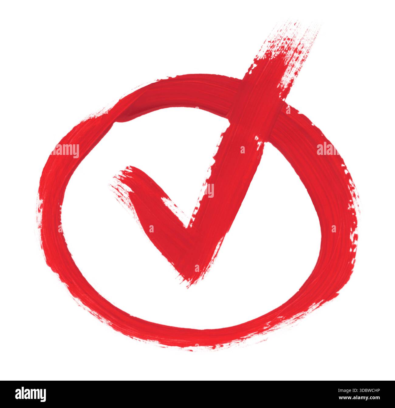 Hand-painted red checkmark inside a circle with expressive brush ...
